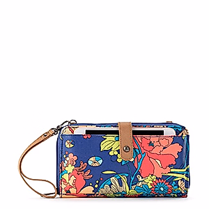 Sakroots Womens Canvas, Large Smartphone Crossbody Bag in Coated Canvas Convertible Purse with Detachable Wristlet Strap I, Royal Flower Power, One Size US