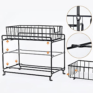 SUFAUY Pull-Out Sliding Drawer, 2 Tier Cabinet Organizer Metal Basket for Countertop Bathroom Storage, 123456