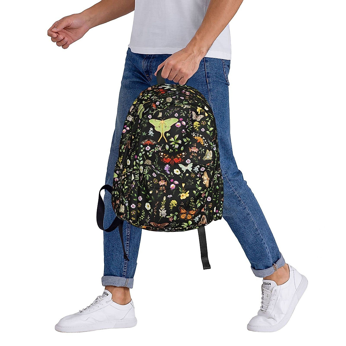 Butterflies Moths Flower Stylish Backpack With Adjustable Padded Shoulder Straps Daypacks For College Travel One Size