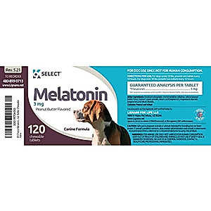 K9 Choice 3 mg Melatonin - Adrenal Support and Sleep Support for Dogs - 120 Peanut Butter Flavored Melatonin Tablets Dogs Love!