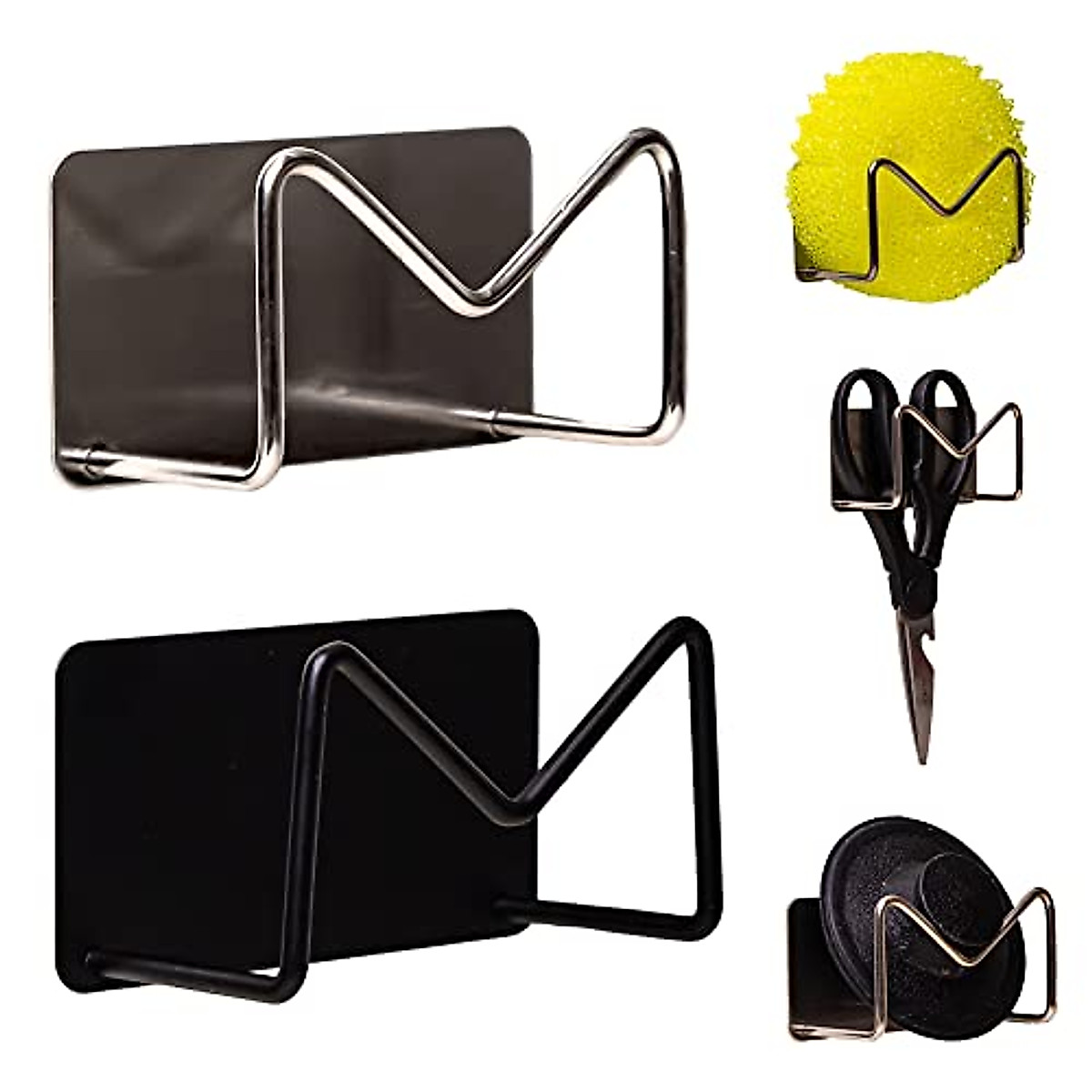 Habitathome Sponge Holder for Kitchen Sink and Sink Accessory Caddy - Minimalist, Rustproof, Waterproof (2 pack)