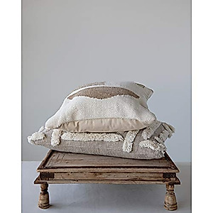 Creative Co-Op Lumbar Tan & Cream Tufted Woven Cotton Pillow, Tan