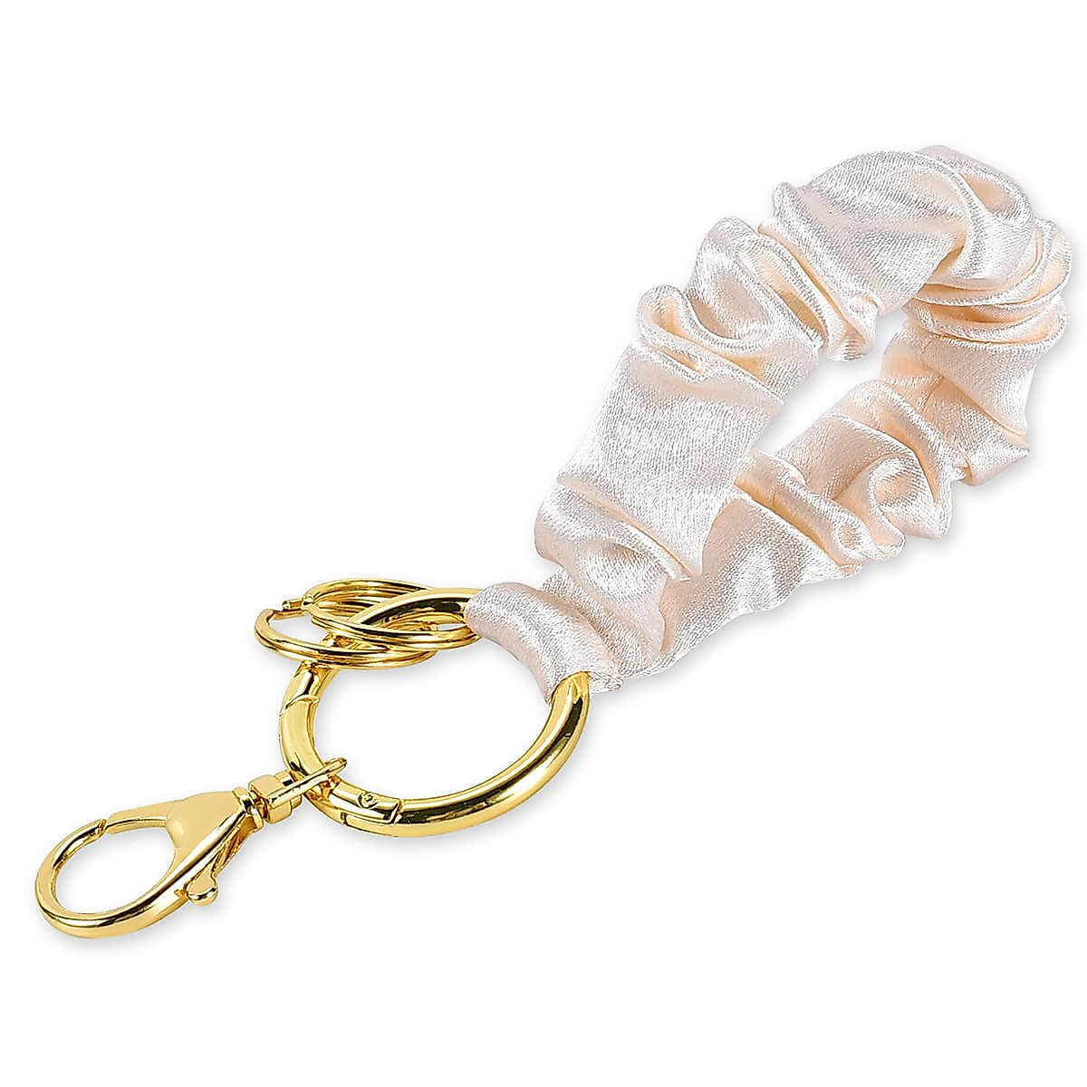 Junyuerly Wrist Strap Key Chain Elastic Scrunchie Bracelet Multifunctional Key Ring for Women (Style A -white)