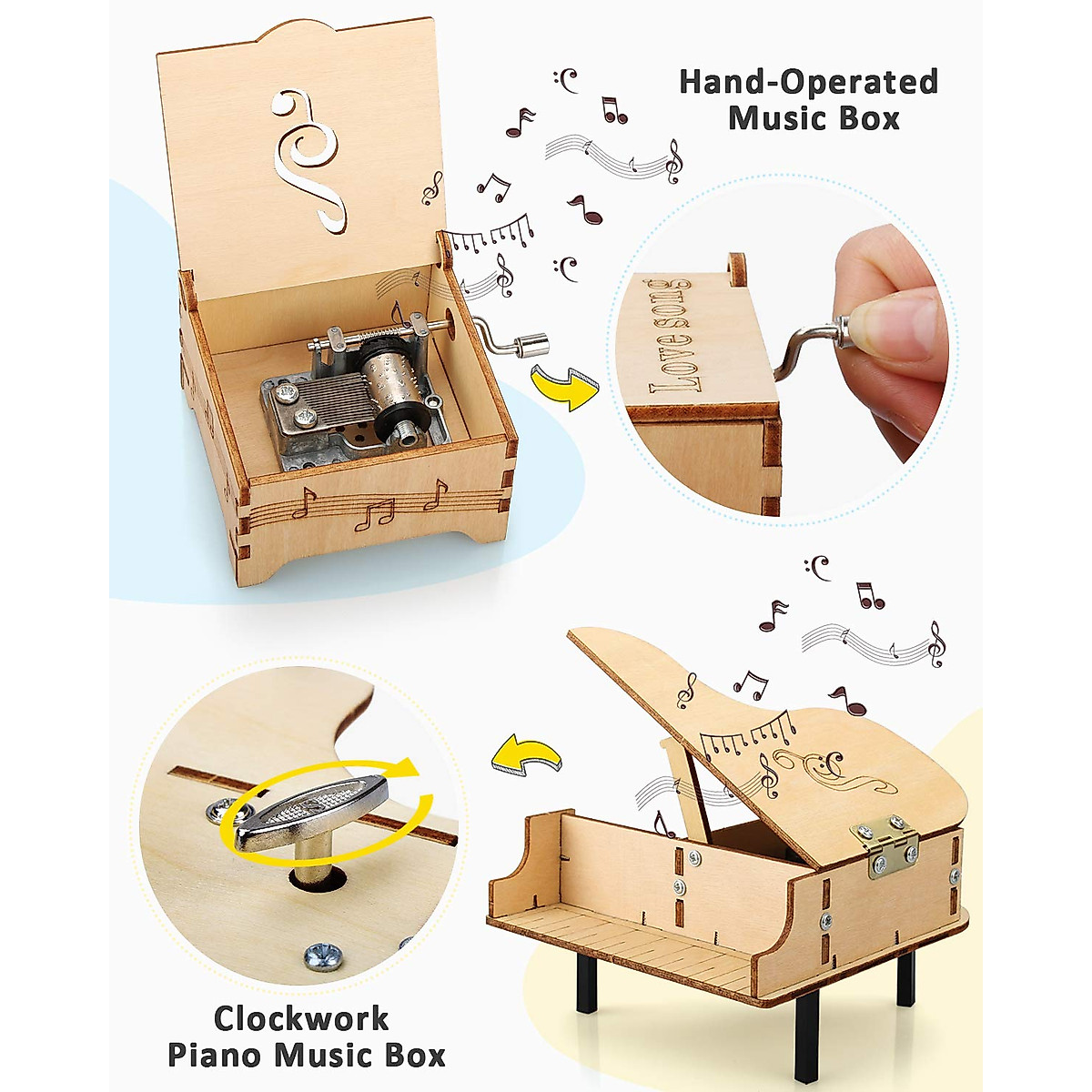Poraxy 4 Set STEM Kits for Kids Ages 8-10 10-12, Toys for Ages 8-13, Music Box, Robot 3D Puzzle Educational Science Building Projects Crafts, Birthday Gifts for Boys Girls 7 8 9 10 11 12 13 Year Old