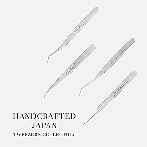 JOVISA R-6Ds Tweezer Made In Japan Eyelash Extension Tweezers for Mega Volume And 3D 6D Mink Eyelash, SUS 304 Stainless Steel Straight Angled Tip False Eyelash Extension Supplies