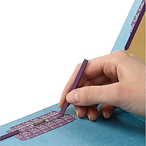 Smead Pressboard Classification File Folder with SafeSHIELD Fasteners, 1 Divider, 2" Expansion, Legal Size, Blue, 10 per Box (18730)