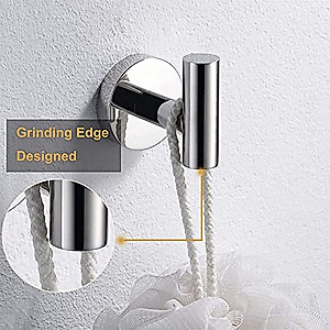 Polished Chrome Bathroom Hardware Set 4 Pieces SUS304 Stainless Steel Round Wall Mounted Set Including Towel Bar,Toilet Paper Holder, Robe Towel Hooks,Bathroom Accessories Kit