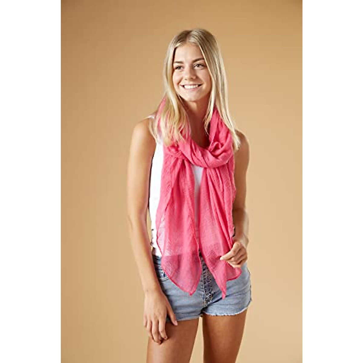 Hadley Wren Women's Lightweight Summer Insect Shield Scarf, Hot Pink, One Size