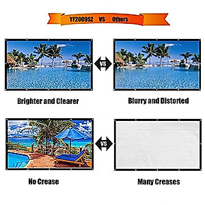 180 Inch Portable Projector Screen, YF2009SZ 16:9 HD Foldable Anti Crease Indoor Outdoor Movie Projection Screen with Hooks and Ropes