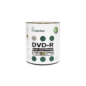Smartbuy 200-disc 4.7GB/120min 16x DVD-R Silver Inkjet Hub Printable Blank Media Disc + Black Permanent Marker