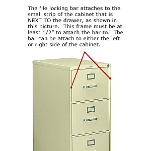 File Cabinet Locking Bar. Fits 4 Drawer File Cabinets. Includes Cobalt Drill Bit. (Gray)