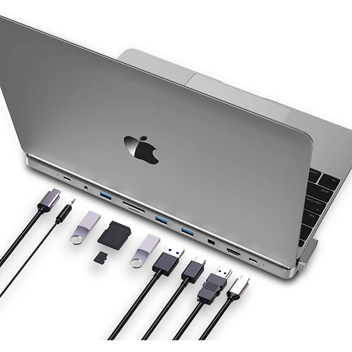 USB C Hub,10-in-2 USB C Adapter for MacBook Pro 16 inch (2017-2022) with 4K HDMI miniDP, 3 USB 3.0 Ports, SD/TF Cards Reader, 100W Power Delivery Thunderbolt 3 Dock, 3.5mm Audio, Space Grey