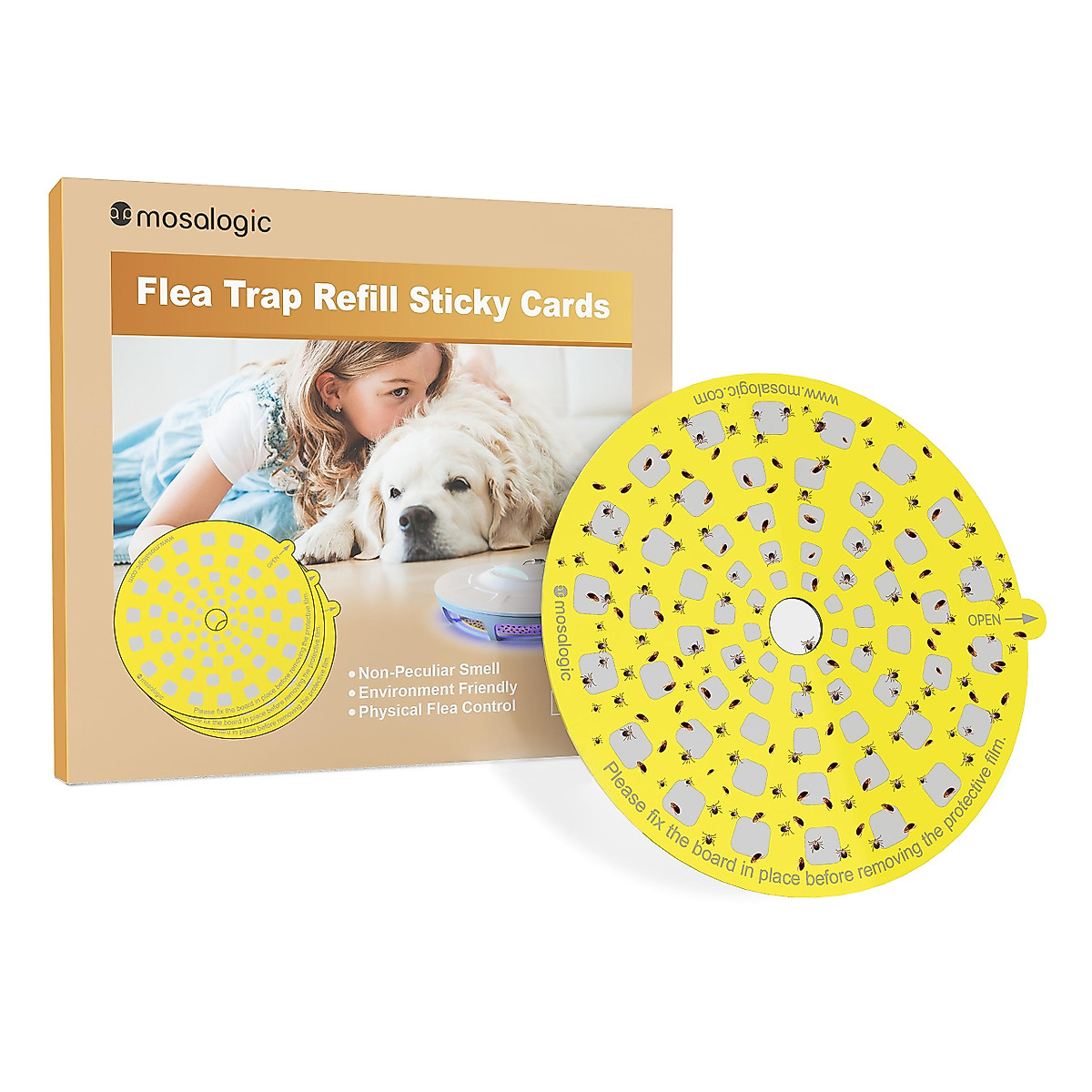 Mosalogic Flea Light Trap Refills Replacement Sticky Cards Flea Trapper Glue Boards Refills-10pack