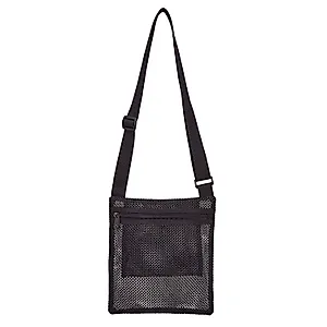 USPECLARE Heavy Duty Semi-Transparent Mesh Purse, 10" L x 9" H See Through Mesh Crossbody Bag with Inner Pocket for Swimming, Travel, Beach (Black)