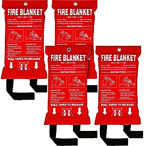 SITERWELL Fire Blanket, Fiberglass Fire Suppression Blanket for Emergency Surival，Emergency Blanket with Heat Insulation, Survival Blanket for Home, Grill, Car, Boat,4-Pack