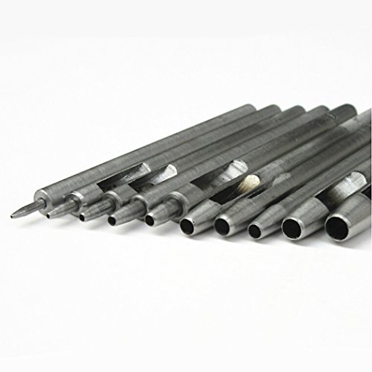 10Pcs Leather Hole Punch Cutter 0.5mm-5mm Leather Working Tools for Leather Watch Bands Belts Canvas Paper Plastics Round Hollow Hole Punch Cutter Tool