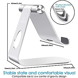 Lamicall Tablet Stand Adjustable, Tablet Holder : Desktop Holder Dock Cradle Compatible with iPad Pro 12.9,10.5, 9.7, Air Mini 2 3 4, Nexus, Accessories, Tab (4-13 inch) - Silver