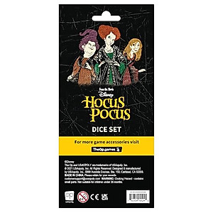 Hocus Pocus Dice Set | Collectible d6 Dice Featuring Characters & References - Sanderson Sisters (Winifred, Sarah, and Mary), Thackery Binx, Candle, and Book Eye | Officially Licensed 6-Sided Dice