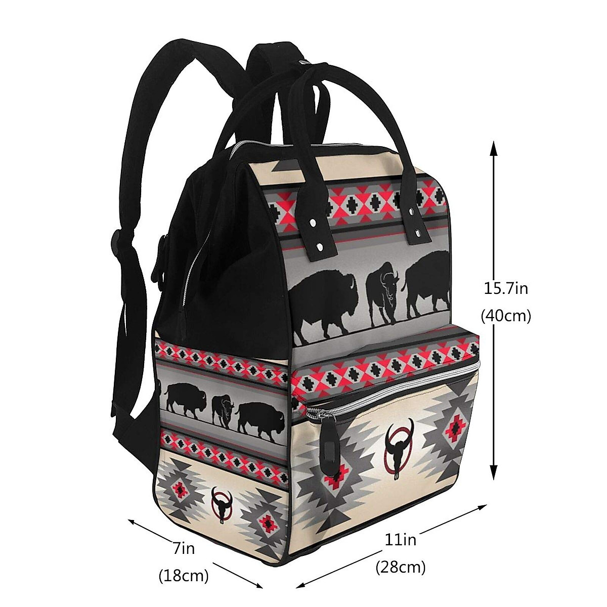 Diaper Bag American Native Bear Buffalo Stripe Large Capacity Nappy Bag Backpack for Baby Care Tote Bags Travel Backpack for Mom and Dad