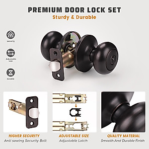KNOBWELL 5 Pack Keyed Entry Door Knobs with Same Keys, Modern Door Knob Keyed Alike, Exterior Locking Door Knobs with Keys, Oil Rubbed Bronze