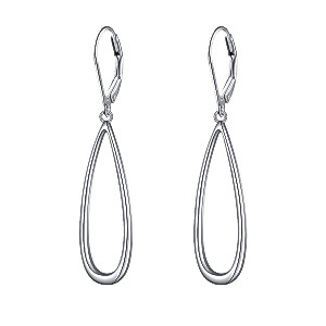 S925 Sterling Silver Hollow Teardrop Vertical Bar Drop Dangle Earrings Gift for Women Teenage