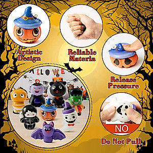 OSNIE 32Pcs Halloween Pumpkin Jars with Squeeze Toys for Kids, Halloween Slow Rising Squishy Stress Relief Soft Toy Trick and Treat Prizes Classroom Rewards School Treasure Party Favors Treat Bag Gift