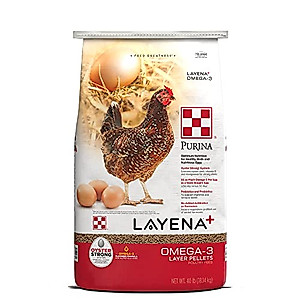Purina Layena+ | Nutritionally Complete Layer Hen Feed | Omega 3 Formula - 40 Pound (40 lb) Bag