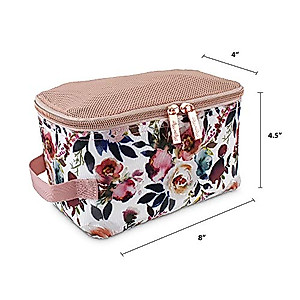 Itzy Ritzy Packing Cubes for Travel – Set of 3 Packing Cubes or Travel Organizers; Each Travel Cube Features a Mesh Top, Double Zippers and a Fabric Handle (Blush Floral)