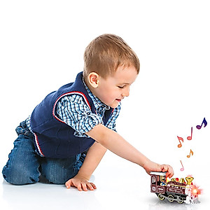 ArtCreativity Pull Back Train Toys for Kids, Set of 2, Diecast Metal Train with Sound Effects and Pullback Action, Choo Choo Trains for Boys and Girls, Great Birthday Idea