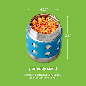 LunchBots Thermal 8 oz Triple Insulated Thermos - Hot 6 Hours or Cold 12 Hours - Leak Proof Thermos Soup Jar - All Stainless Interior - Navy Lid - Aqua Dots