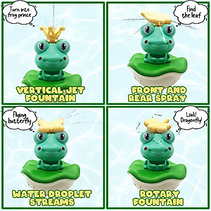 ArtCreativity Frog Bath Sprinkler Toy Set, Includes 1 Frog Fountain, 4 Nozzles, and 1 Ball, Battery-Operated Bathtub and Swimming Pool Toy for Kids, Great Gift for Boys and Girls Ages 3 and Up