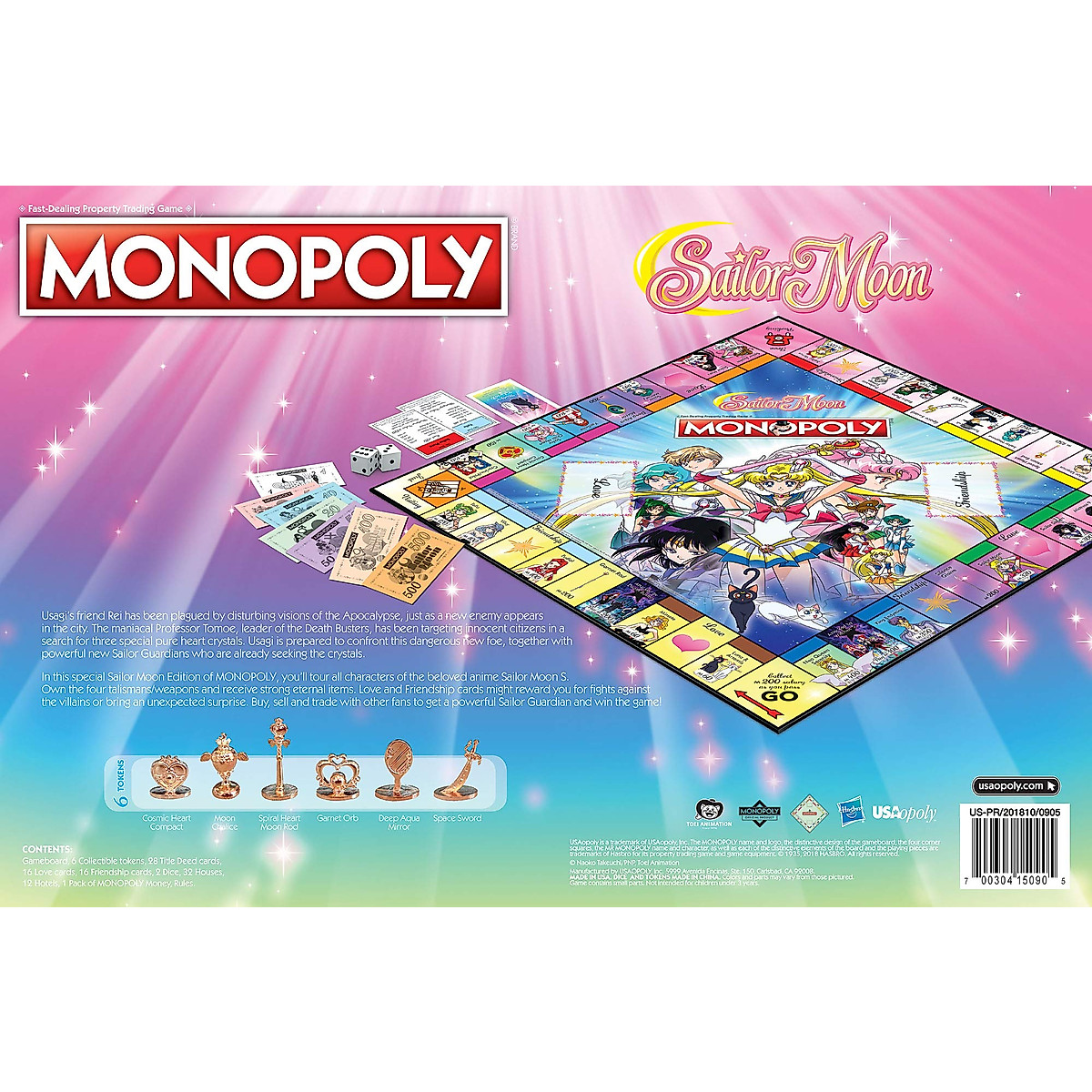 Monopoly Sailor Moon Board Game | Based on The Popular Anime TV Show | Custom Tokens, Money and Game Board | Officially Licensed Merchandise