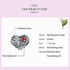 Meetccy charm, Original 925 Sterling Silver Pumpkin Charms for Pandora Style Bracelets,Dangle Charm Mothers Day Halloween Bracelets Women Jewelry (Rib Heart Charms)