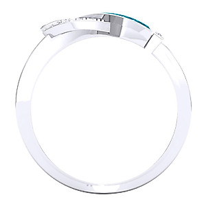 Dazzlingrock Collection 0.40 Carat (ctw) Sterling Silver Round Blue & White Diamond Buckle Right Hand Band, Size 8