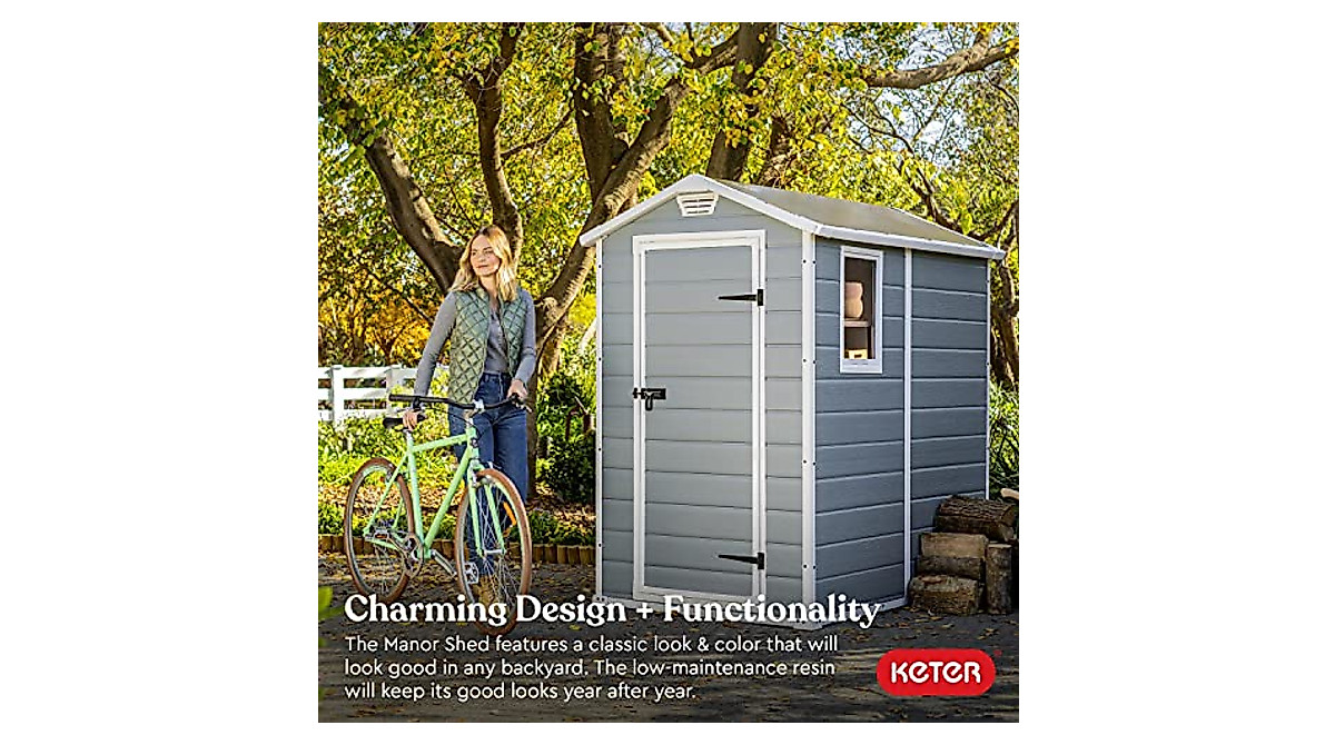 KETER Manor 4x6 Resin Outdoor Storage Shed - Weatherproof & Spacious