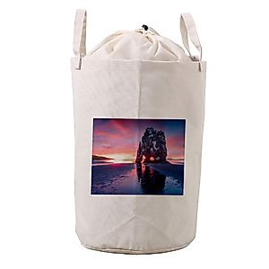 ZHIMI Laundry Hamper Large Basket 13inch Waterproof Coating Cylindrical ﻿Huge Basalt Stack Clothes Storage Bucket Pouch Foldable with Drawstring Closure Organizer White