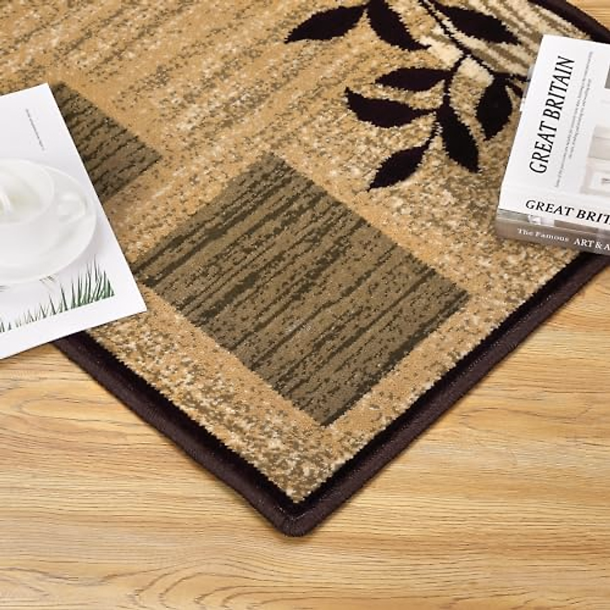 NANAN Anti-Slip Area Rug 5x8 Decorative Throw Rug Roll Wrapped Area Rug Woven Area Rug Non-Shedding Carpet for Laundry Living Room Nursery Bedroom,Brown/Red 5'x8'