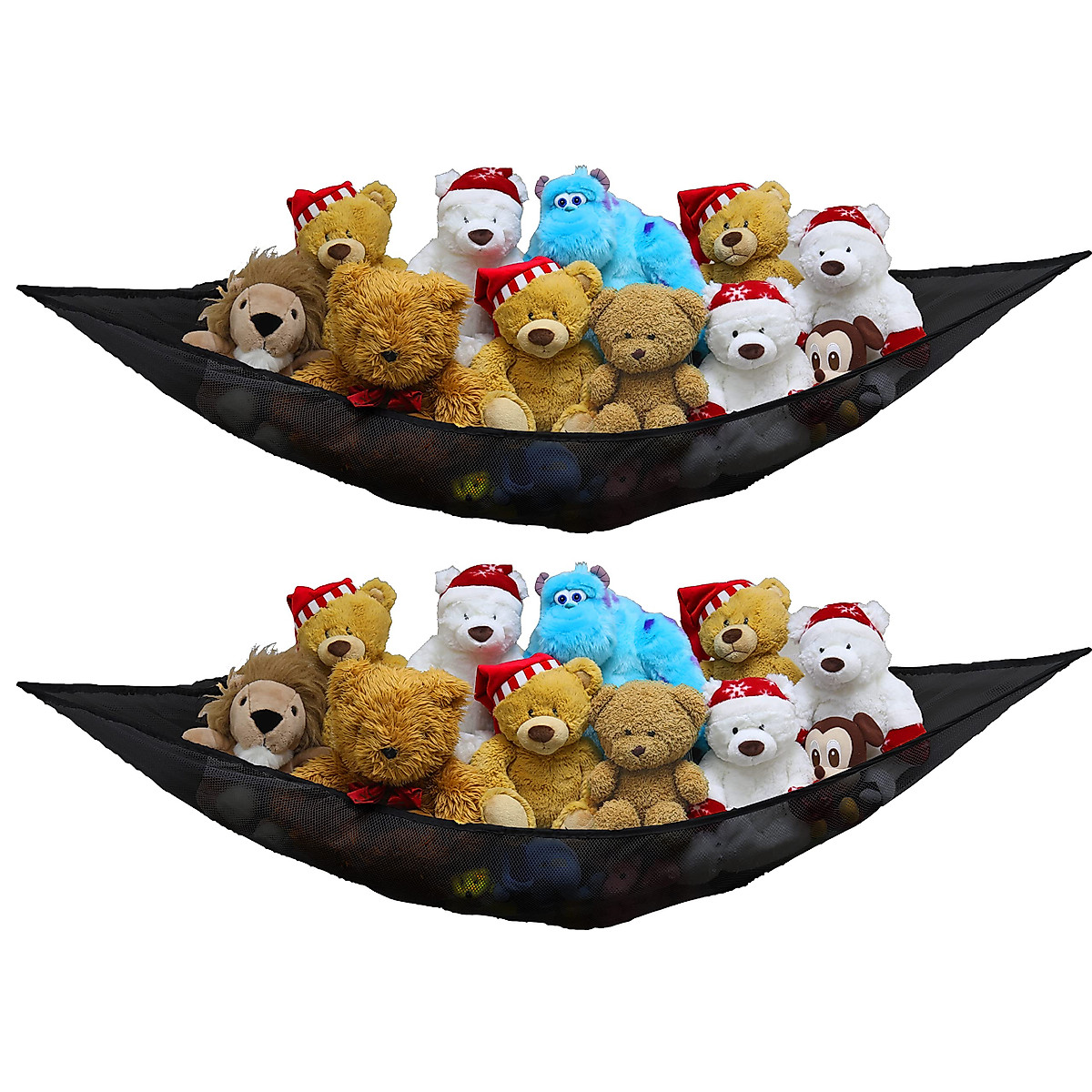 Simple Houseware 2 PK - Stuffed Animals Jumbo Toy Storage Hammock, Black