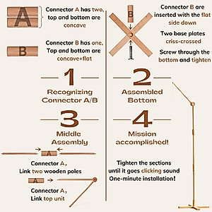 Lanttoe 360° Adjustable Floor-Standing Crib Mobile Arm 61 Inches for Baby Nursery-Movable Wooden Baby Mobile Hanger with Strong Anti Dumping Attachment-Multifunction Mobile Arm for Crib-100ech Wood
