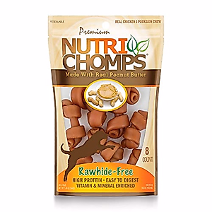 NutriChomps Dog Chews, 2.5-inch Knots, Easy to Digest, Rawhide-Free Dog Treats, 8 Count, Real Peanut Butter flavor
