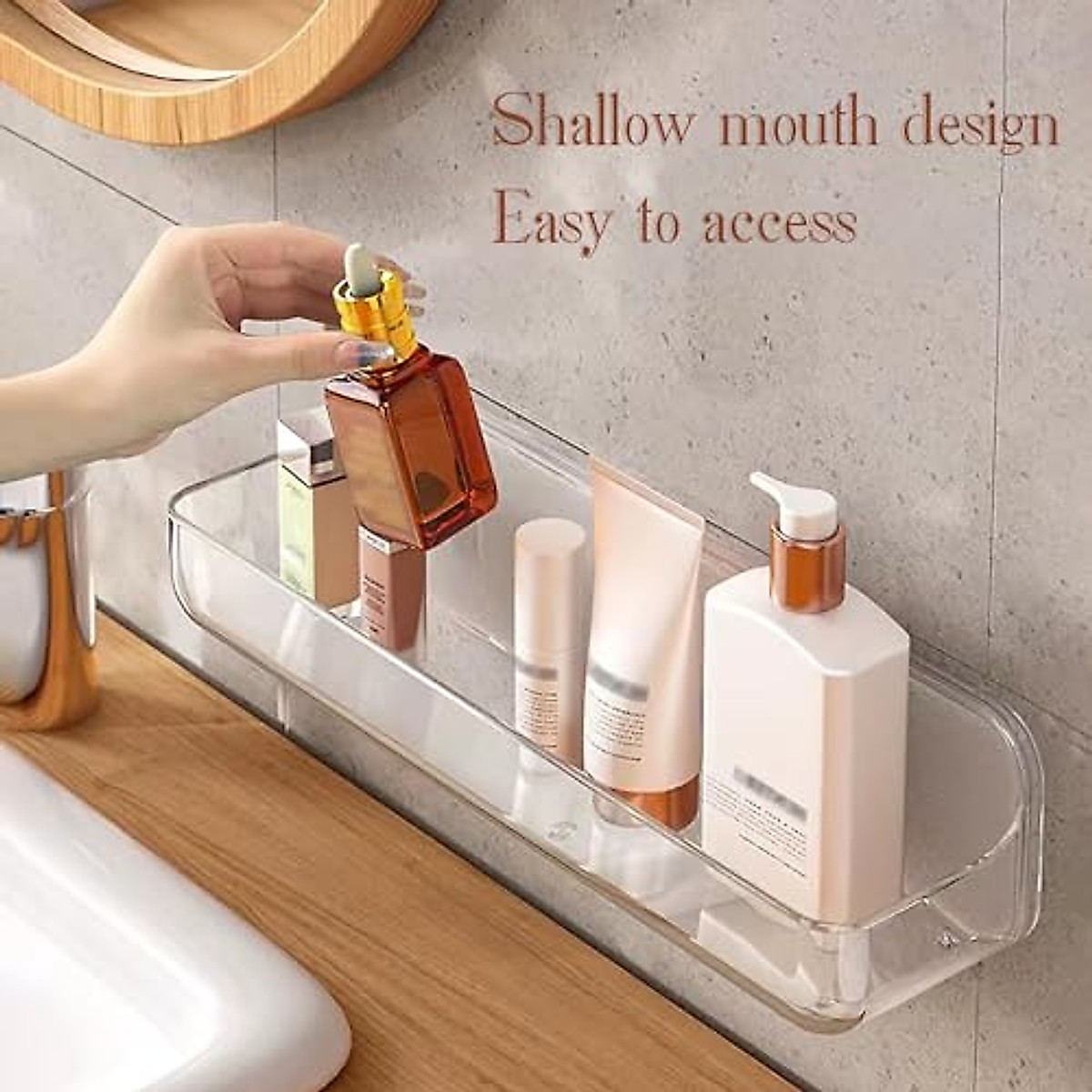 Jokvaex Shower Caddy, 2 Pack Shower Organizer with Adhesive, No Drilling Required, Large Capacity, Plastic Shower Caddy Shelf, Hanging Clear Shower Caddy Organizer for Bathroom, Kitchen