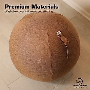 ProBody Pilates Yoga Ball Chair - Exercise Ball Chair for Home or Office, Balance Ball Chair with Yoga Ball Cover, Upgrade Stability Ball with Attractive Cover (Sepia, 24 in)