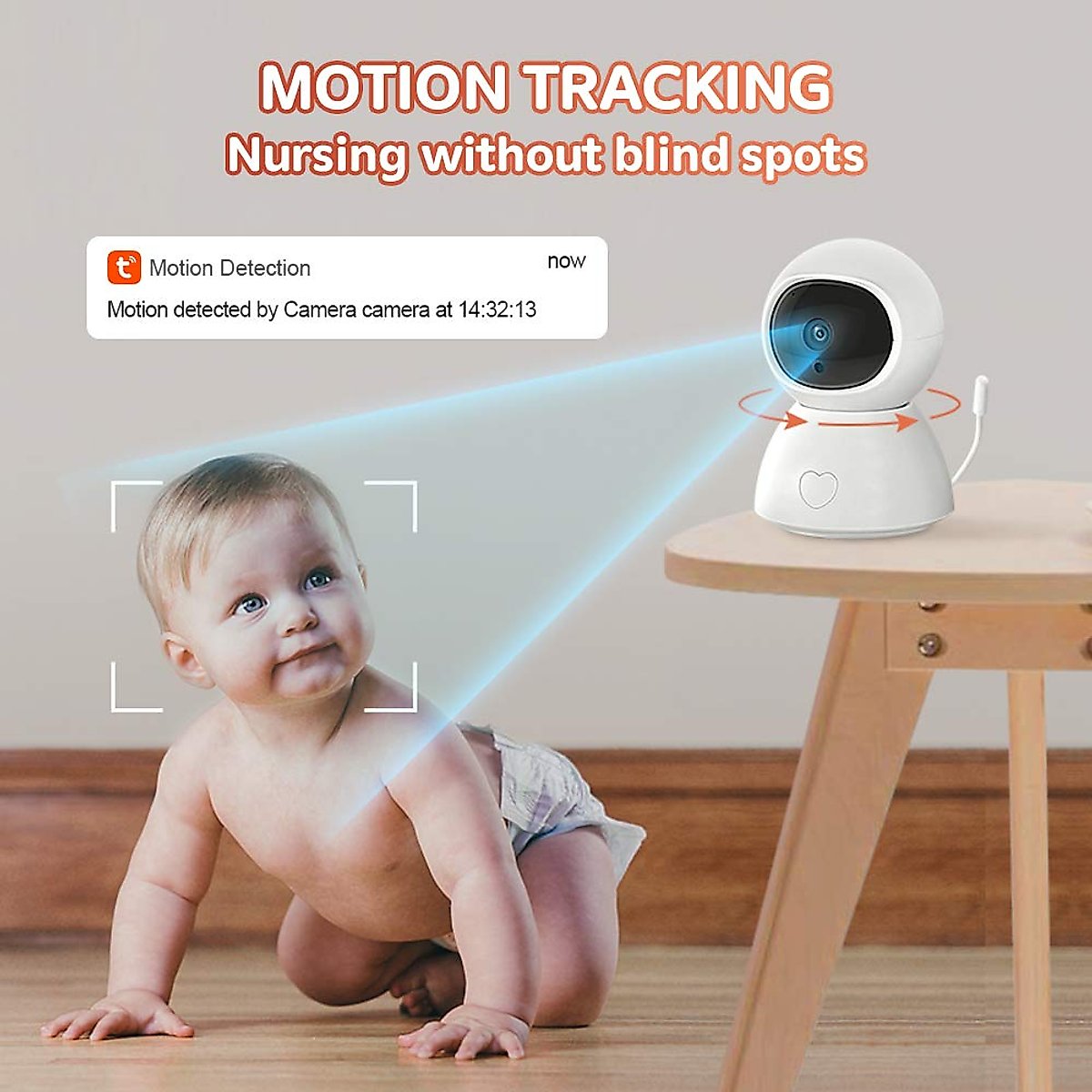 EVERSECU WiFi Baby Monitor Pet Camera Support Temperature Detecting, Sound Detecting and 6 lullabies, 2 Way Audio, Night Vision, Tuya Smartphone app for remoteview