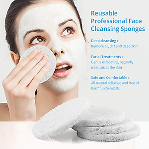 Natural Facial Cleansing Sponges- 20 Count Compressed Facial Sponges Cellulose Reusable Soft Cosmetic Esponjas para Faciales for Professional Makeup Removal, Facials Spa, Exfoliator, Skin Massage
