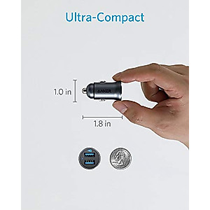 Anker Car Charger, Mini Aluminum Alloy 24W Dual USB Car Charger with Elite Dual Port 24W Wall Charger