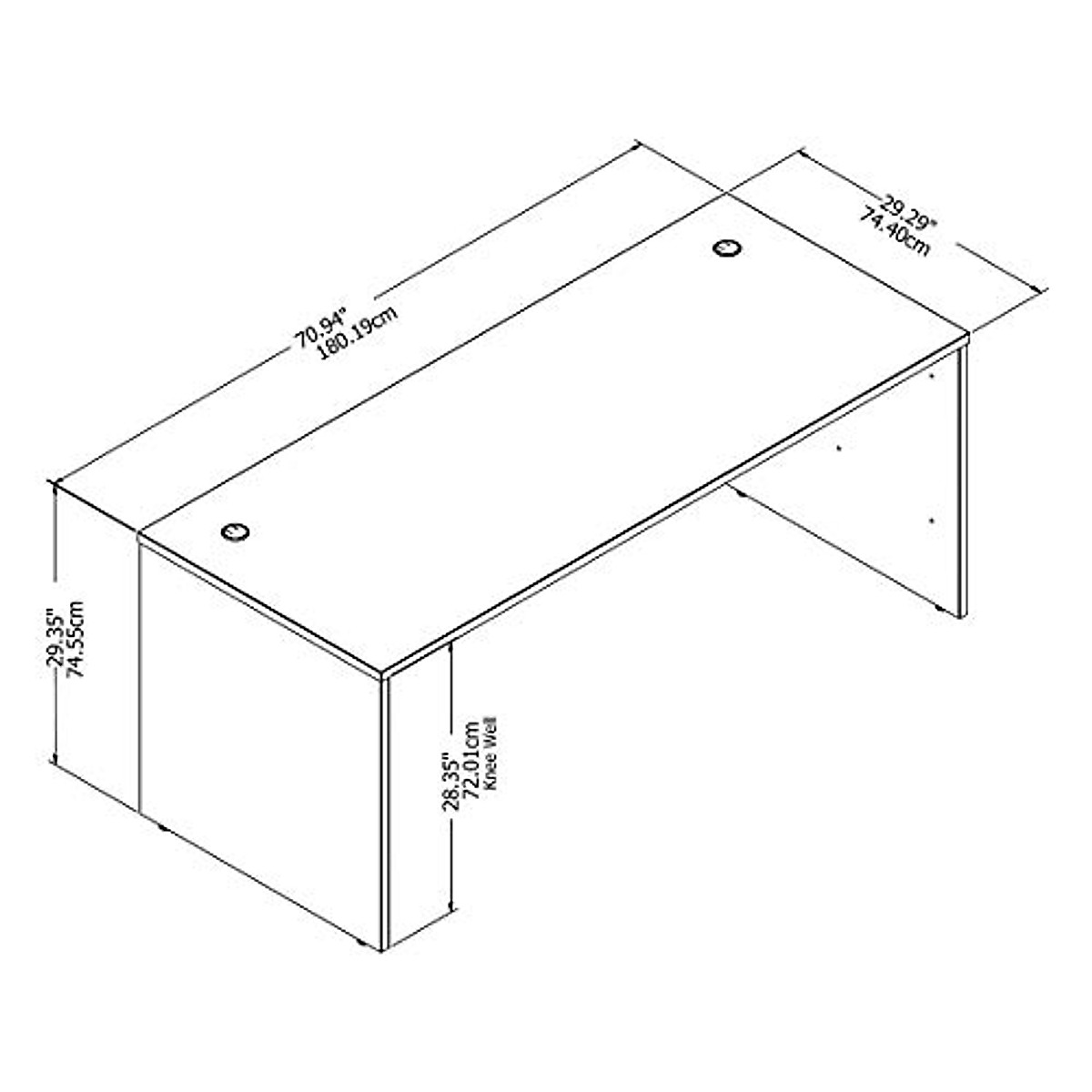 Bush Business Furniture Studio C 72W x 30D Office Desk in Platinum Gray - Engineered Wood