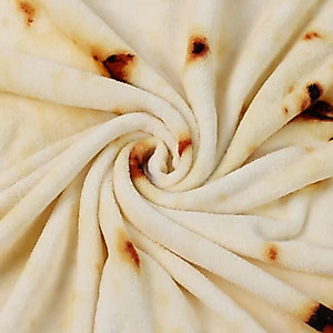 Excervent Tortilla Burritos Wrap Blanket for Adults and Kids, 290 GSM Double Sided Funny Realistic Food Blanket, Novelty Tortilla Blanket, Super Soft Taco Flannel Throw Blanket, 47 inch Beige