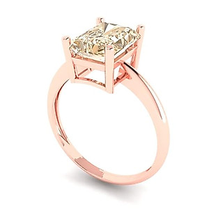 Clara Pucci 2.5ct Radiant Cut Solitaire Genuine Natural Morganite Wedding Bridal Designer Anniversary Engagement Ring 14k Rose Gold