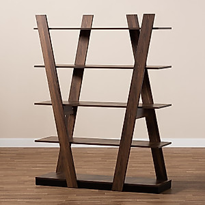 Baxton Studio Michio 5-Shelf 61-inch H Display Shelf, Walnut (168-10767-HiT)