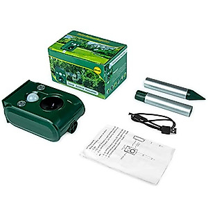 MERMOI Ultrasonic Animal Repeller Outdoor Solar Animal Repeller with Flashing LED Lights,Siren Expelled Cats,Dogs,Deer, Raccoons, Birds, Skunks, Squirrels, Rabbits etc.